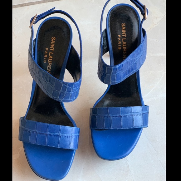 Yves Saint Laurent | Shoes | Saint Laurent Cobalt Blue Croc Print ...